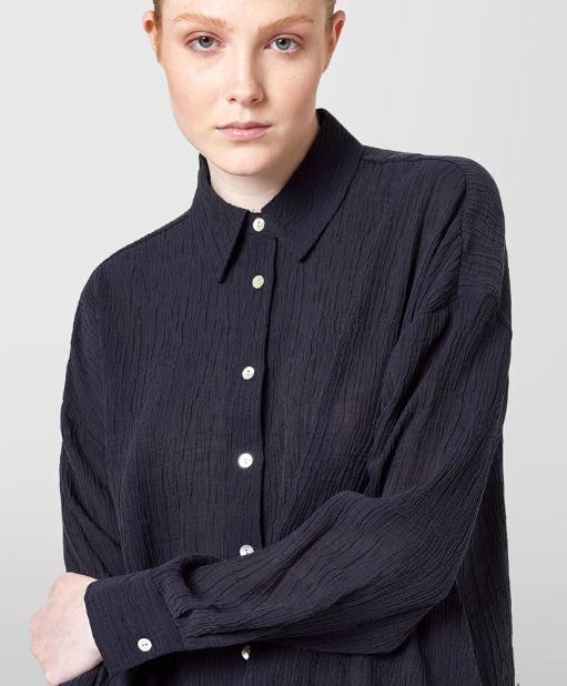 Hemd ALPHA STUDIO Pleated Rounded-Hem Shirt - NFIVE