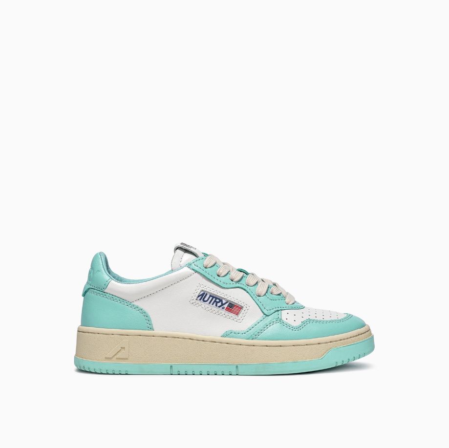 Schuhe AUTRY Medalist Woman Low Sneakers In Leather White Turquoise - NFIVE